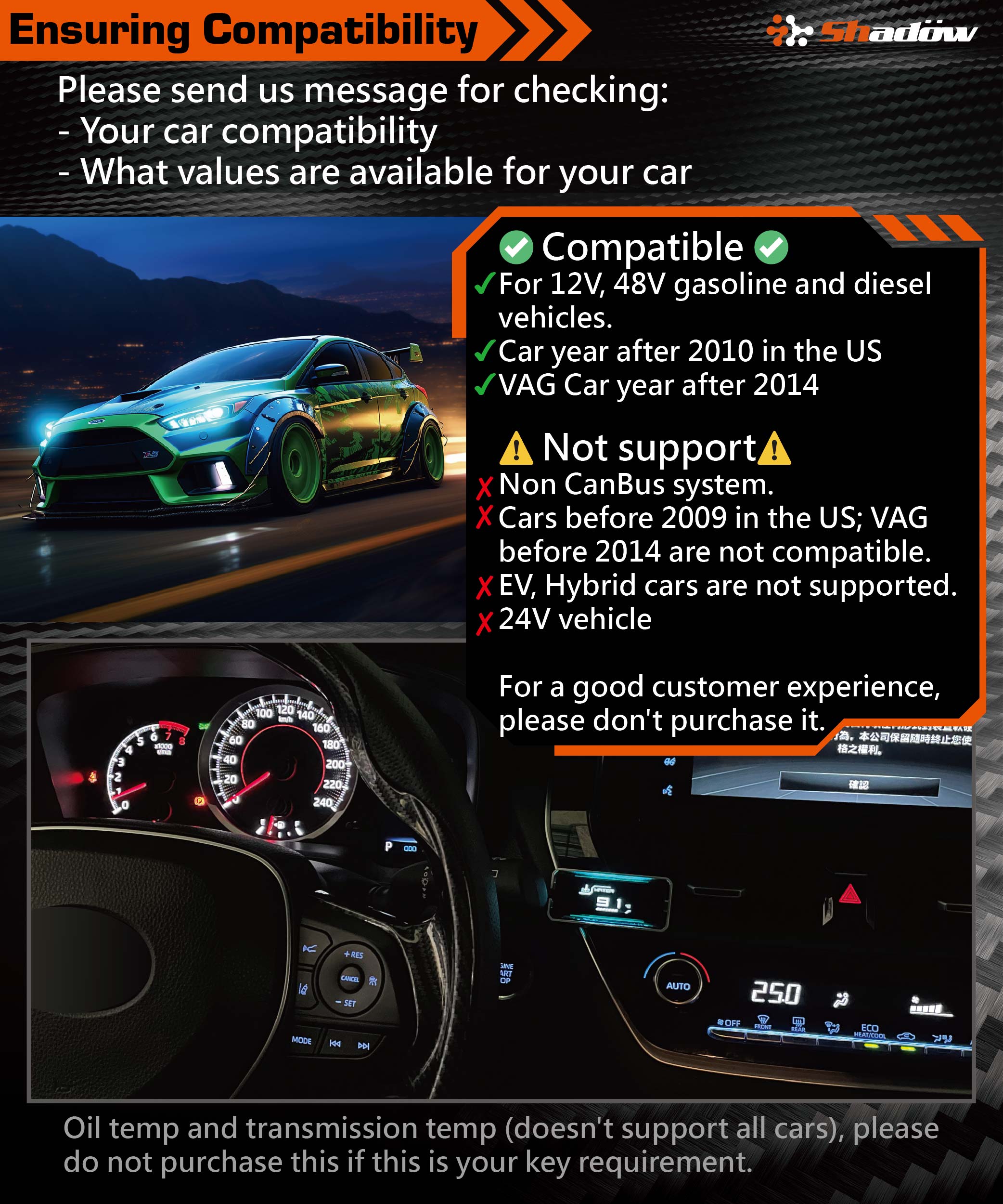 OBDII Digital Meter 2 PLUS| In-Stock & Ready to Ship - Shadow